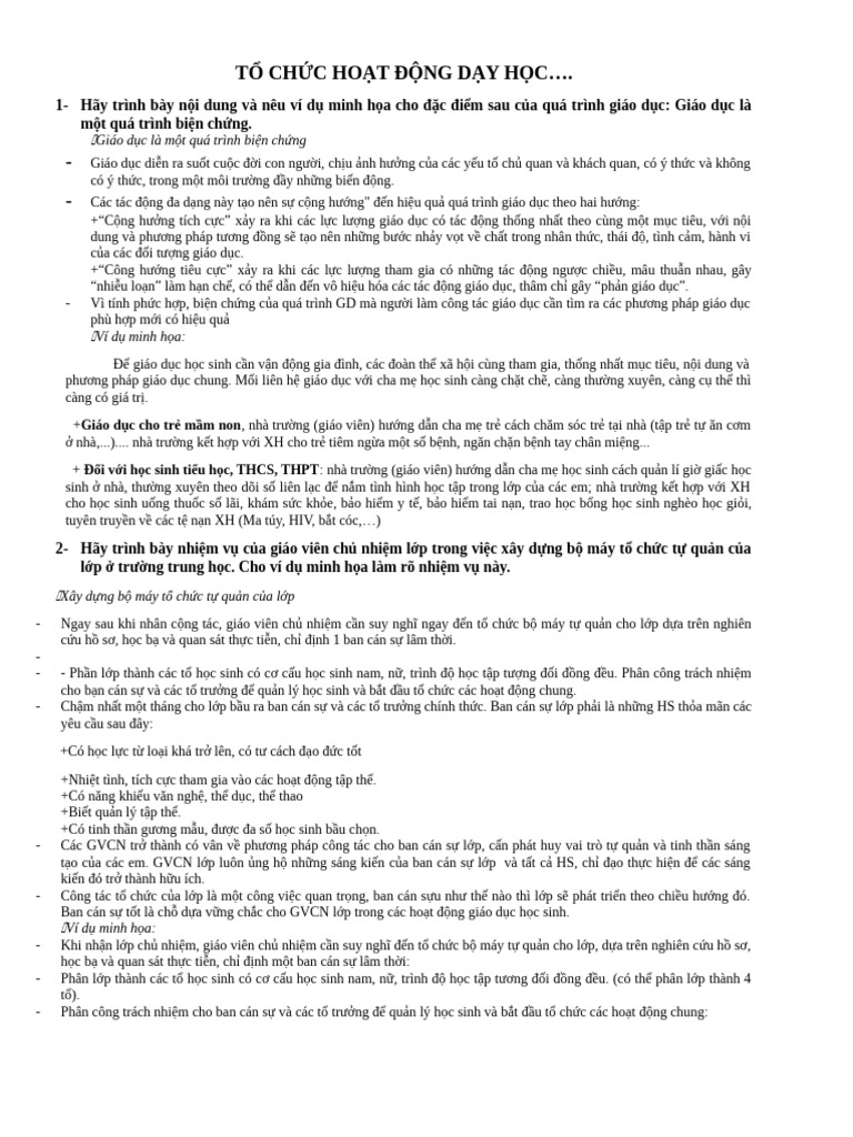 KTHP TỔ CHỨC HOẠT ĐỘNG DẠY HỌC..... | PDF