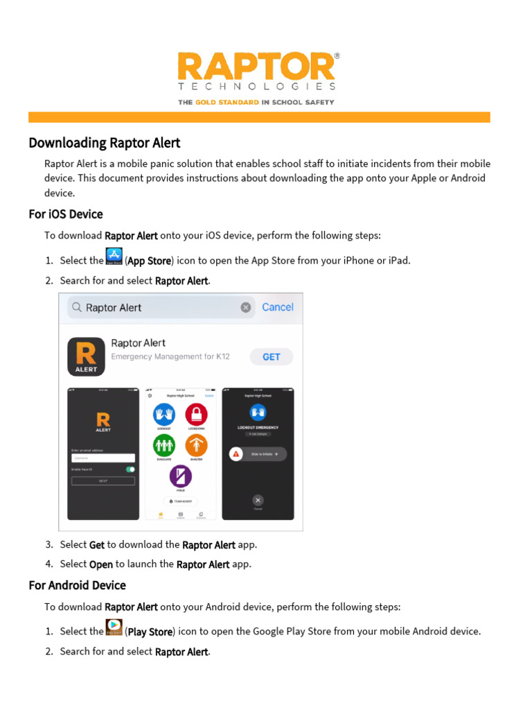 Download Raptor Alert App Instructions | PDF