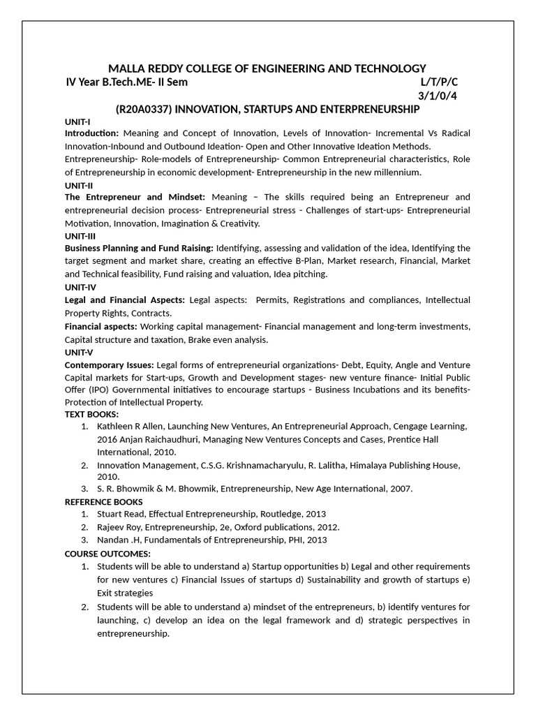 ISE UNIT 1 &2 Notes | PDF | Entrepreneurship | Startup Company