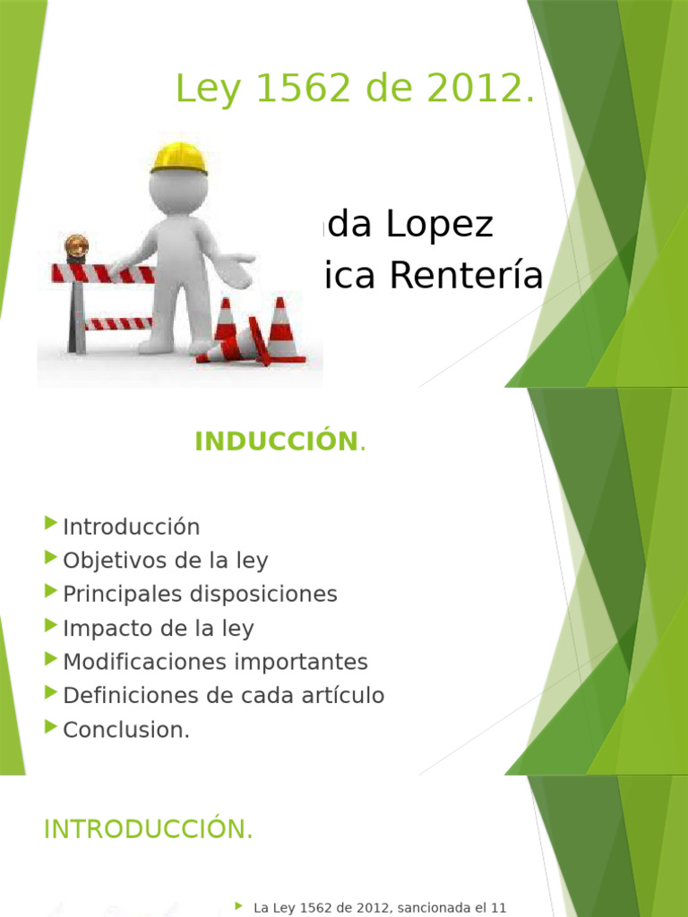 Leyy 1562 de 2012. | PDF | Seguridad y salud ocupacional | Derecho laboral