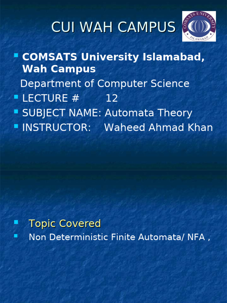 Lecture 12 Non Deterministic Finite Automata Nfa Autosaved Pdf 2604