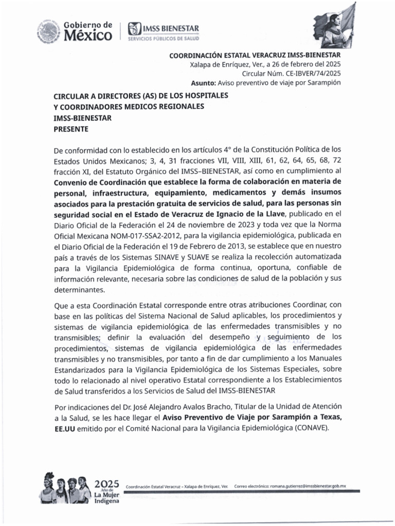 Circular Aviso de Viaje Por Sarampion | PDF