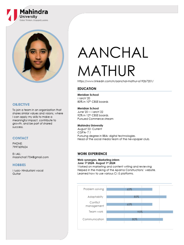 Resume Aanchal PDF | PDF