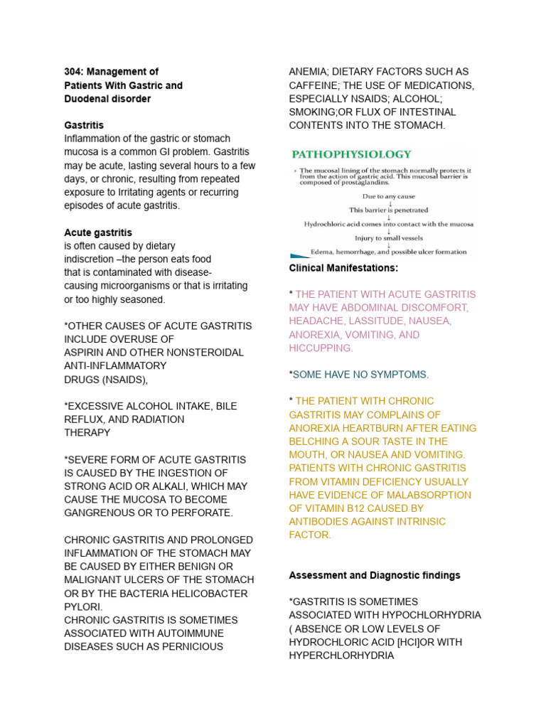 Acute and Chronic Gastritis Management | PDF | Stomach | Clinical Medicine
