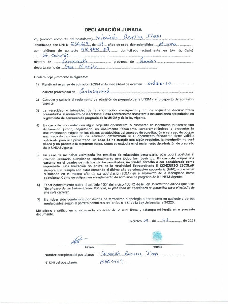 Declaracion | PDF