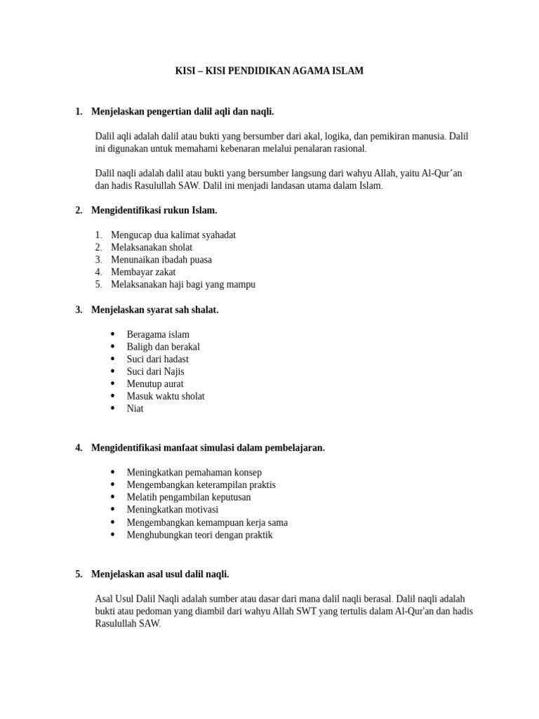 KISI-KISI PAI DIPA | PDF