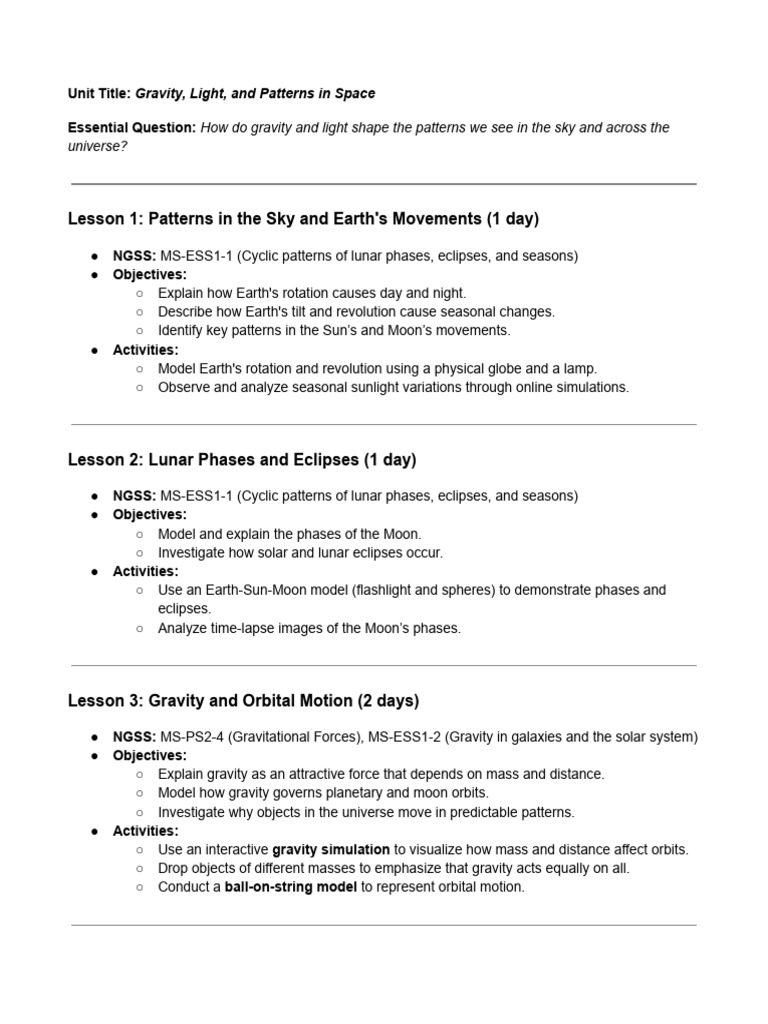 Gravity and Light Patterns in Space | PDF | Moon | Gravity