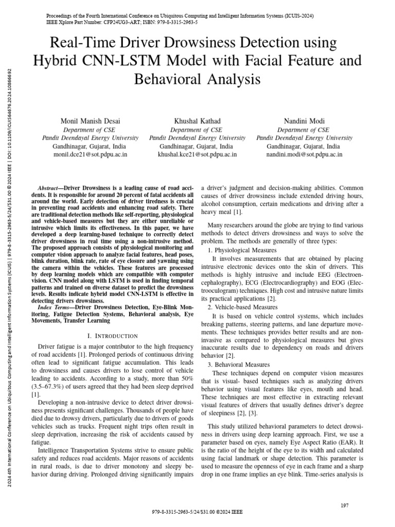 Real Time Driver Drowsiness Detection Using Hybrid Cnn Lstm Model With Facial Feature And