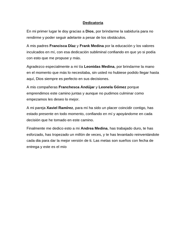 Agradecimientos y Dedicatorias Personales | PDF