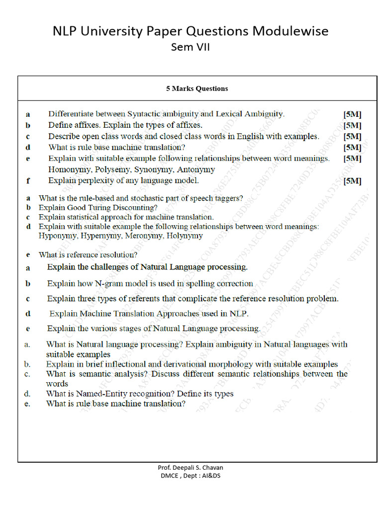 Theory Questions NLP.docx | PDF
