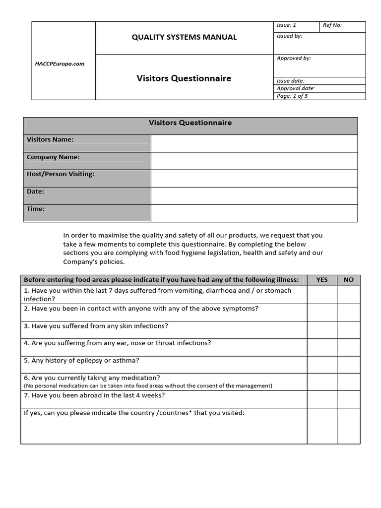 QSM Visitors Questionnaire | PDF