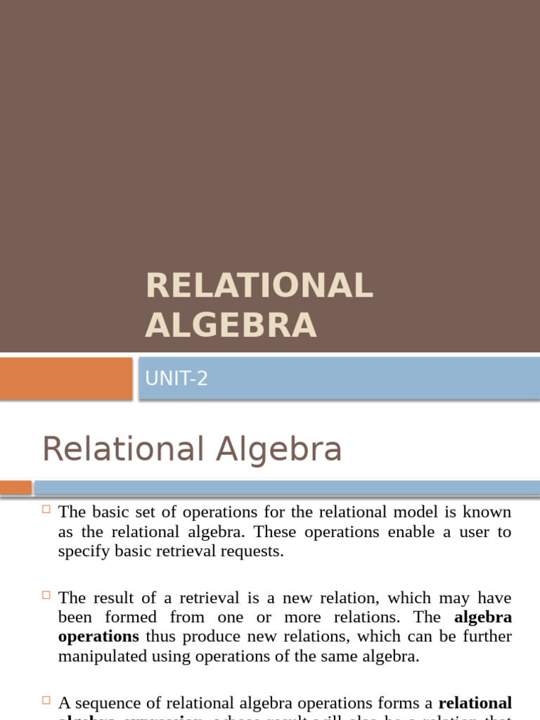 Relational Algebra - Chap1 | PDF | Relational Model | Mathematics