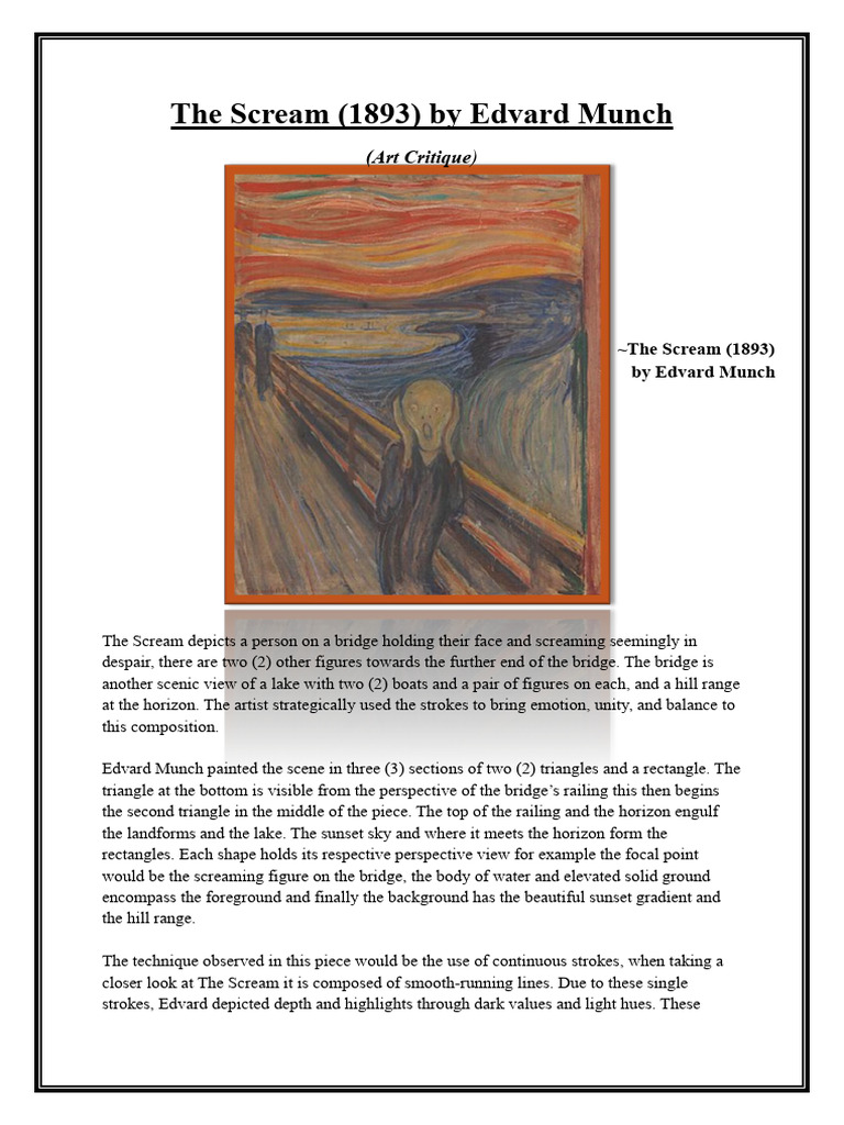 The Scream (Art Critique) | PDF | Sky | Paintings