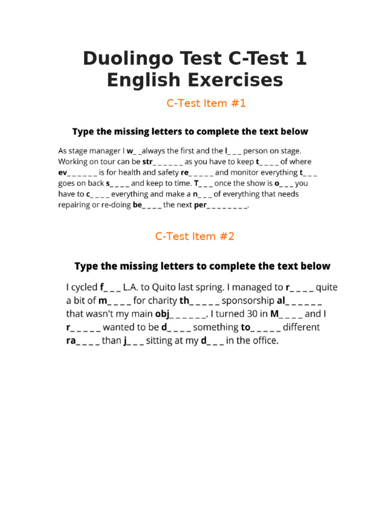 Fill in The Blanks c1 Test 1 | PDF