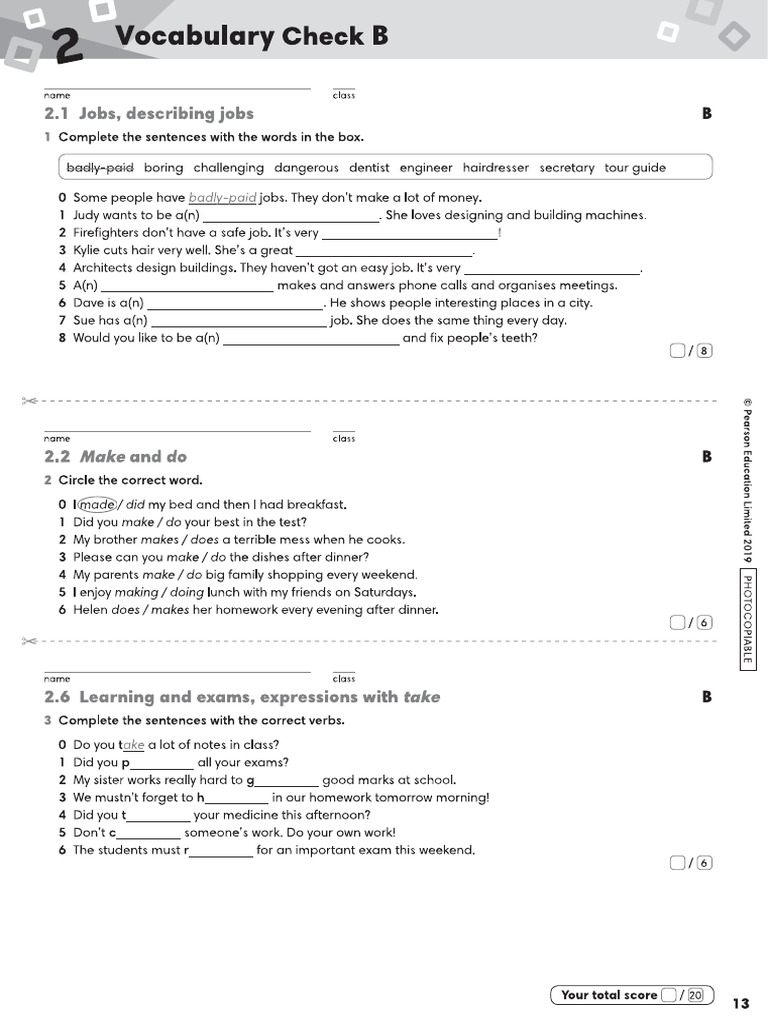 Vocabulary Check 2B | PDF