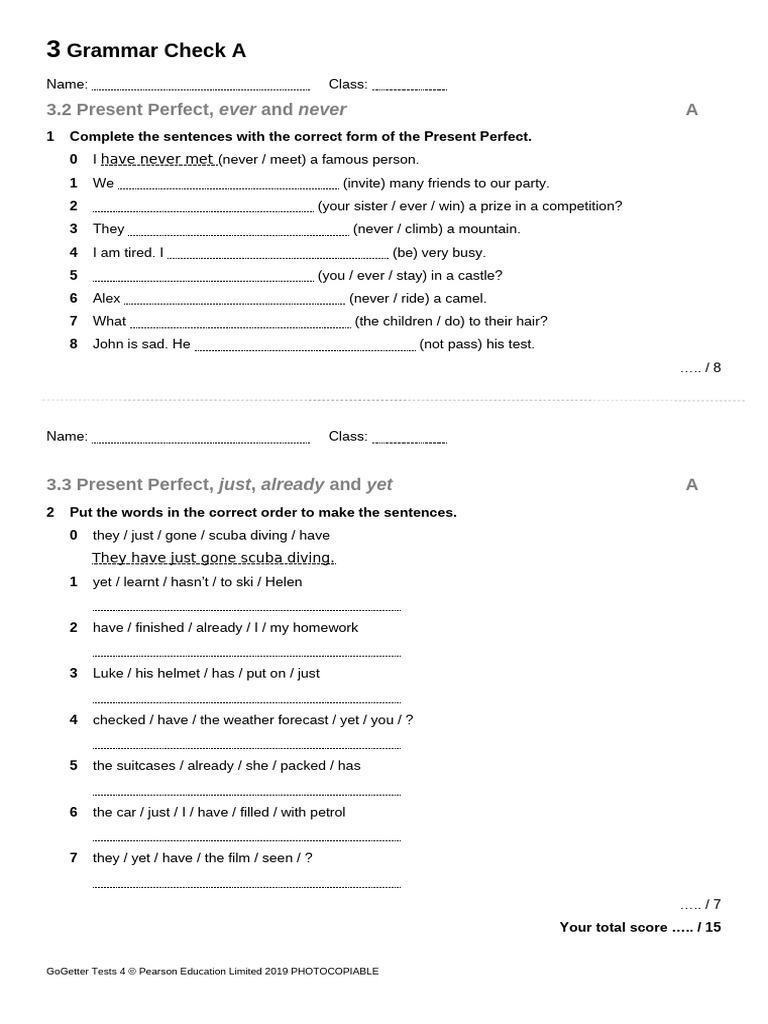 Go Getter 3 - Grammar Check 3A | PDF | Occupational Safety And Health ...