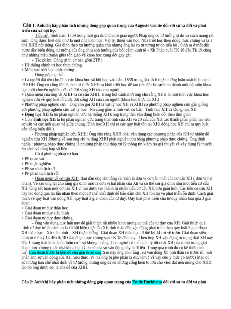 Đề Cương XHH Cần Bổ Sung | PDF