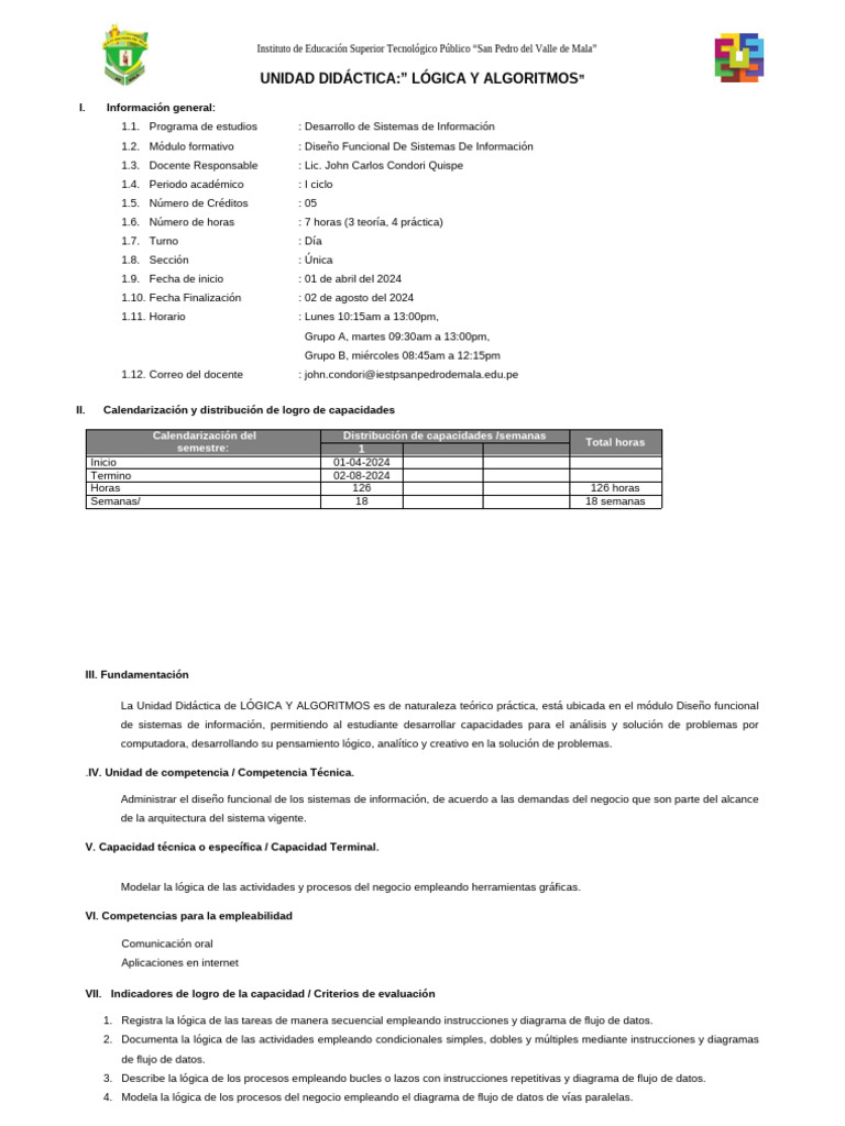 Progra La 2024 | PDF | Algoritmos | Evaluación