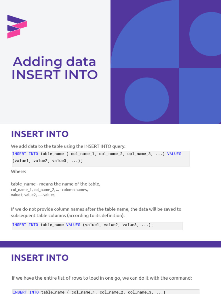 Adding Data | PDF