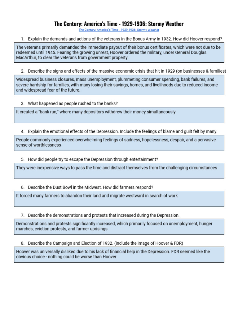 Jensons Copy of (2) The Great Depression Video Worksheet | PDF | Great ...