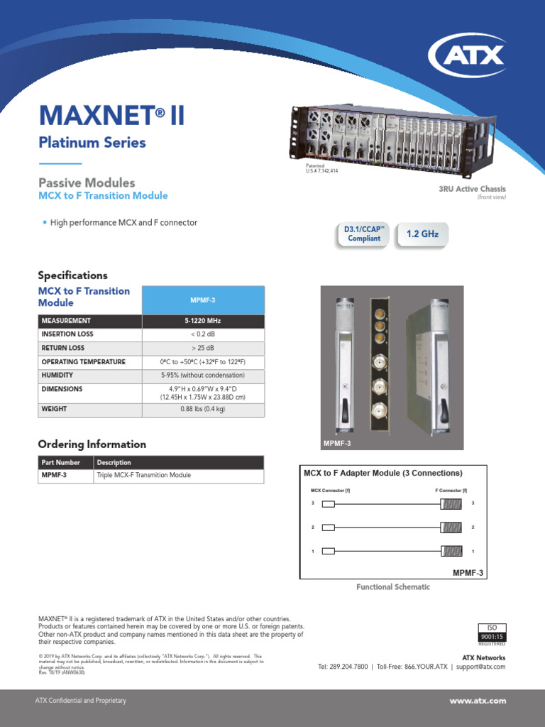 ANW0630 MAXNET II Passive MCX To F Transition Mod | PDF