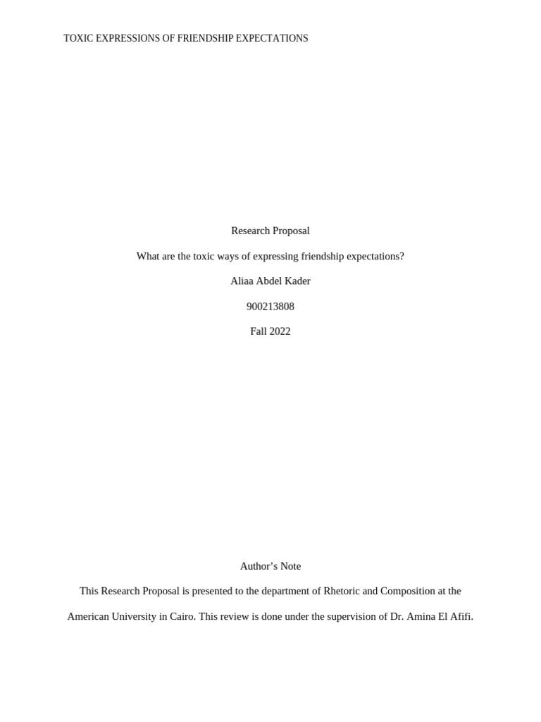 Toxic Friendship Expectations Study | PDF | Friendship | Interpersonal ...