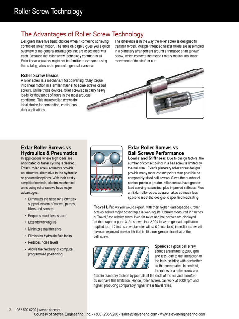 Exlar FT Series Roller Screw Overview | PDF | Actuator | Mechanical ...