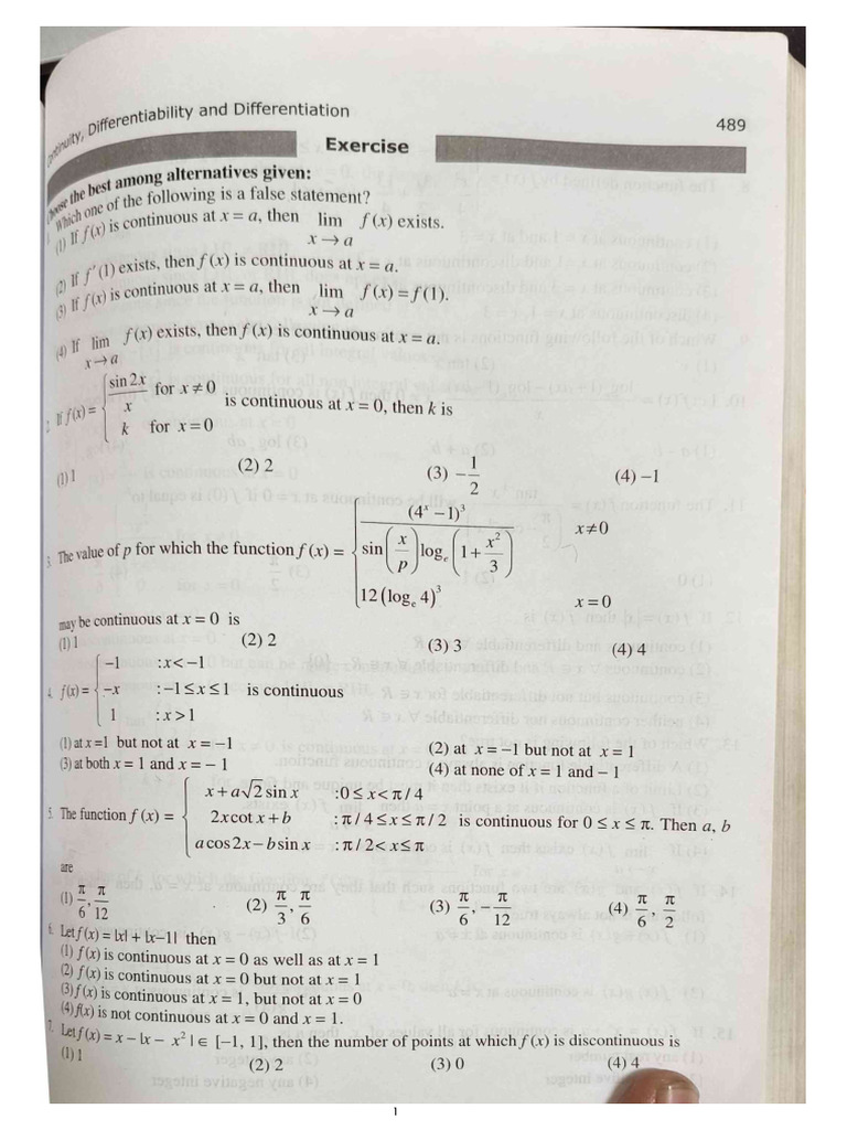 Continuity and Differentiation | PDF