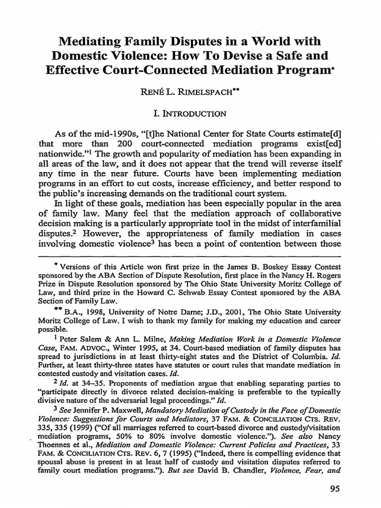 Mediating Family Disputes in a World With Domestic Violence | PDF ...