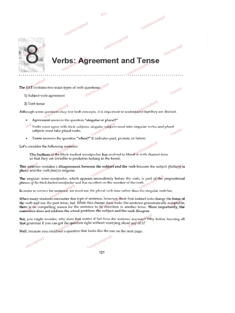 [SAT] 9.Verb Agreement and Tenses | PDF