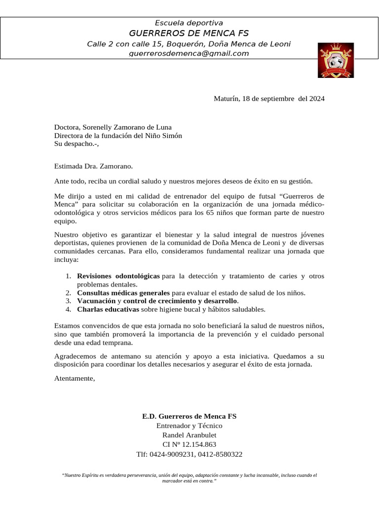 Carta Petic Odontología | PDF | Cuidado de la salud | Ciencias de la Salud