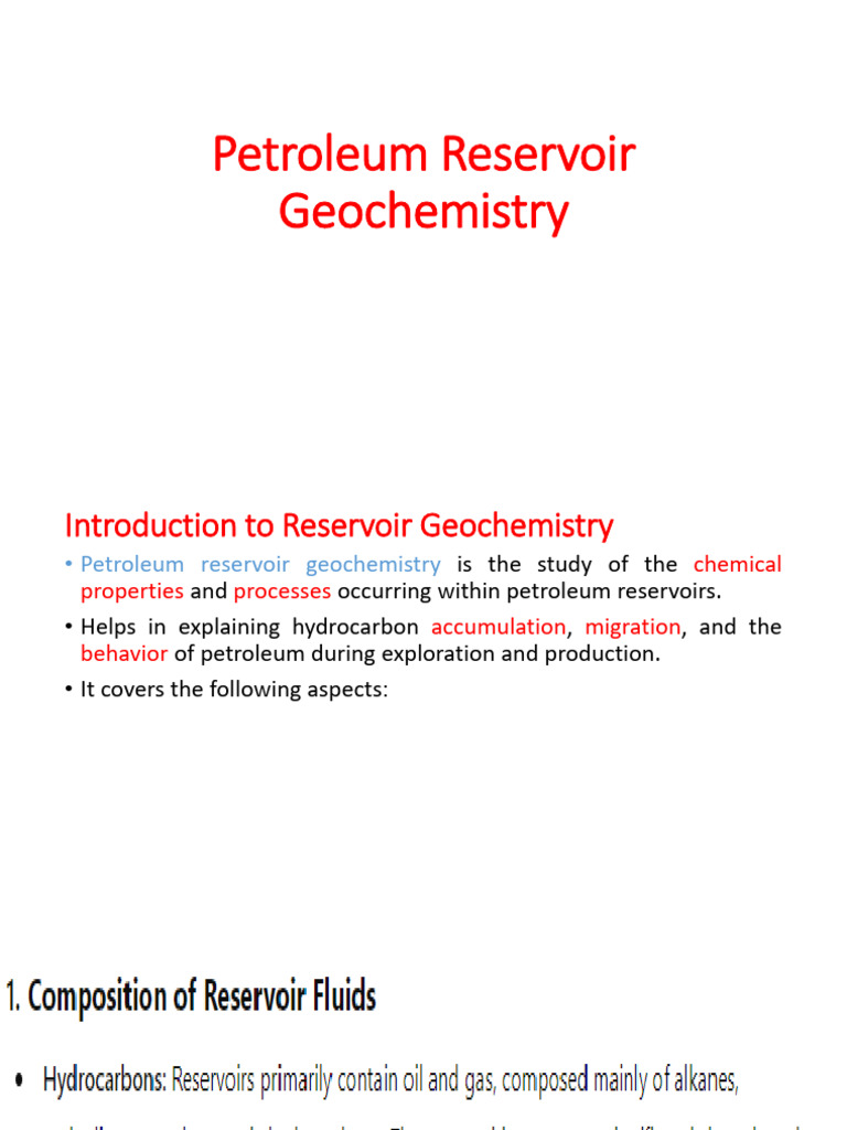 Petroleum Reservoir Geochemistry Explained | PDF