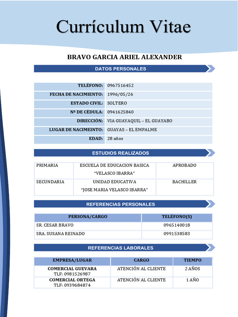 Bravo Garcia Ariel Alexander HV | PDF | Ecuador