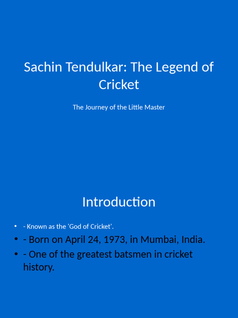 Sachin Tendulkar: Cricket's Little Master | PDF