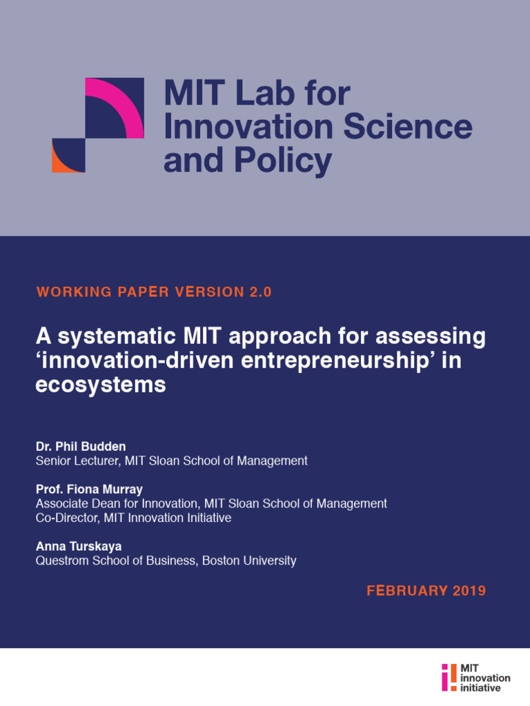 MIT Framework for Innovation Ecosystems | PDF | Entrepreneurship ...