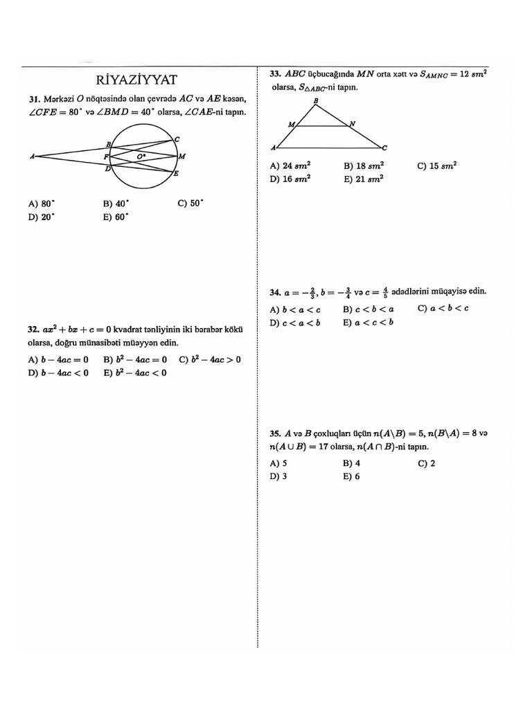 02.03.2025 Otk 9-Cu Sinif Buraxılış Riyaziyyat | PDF