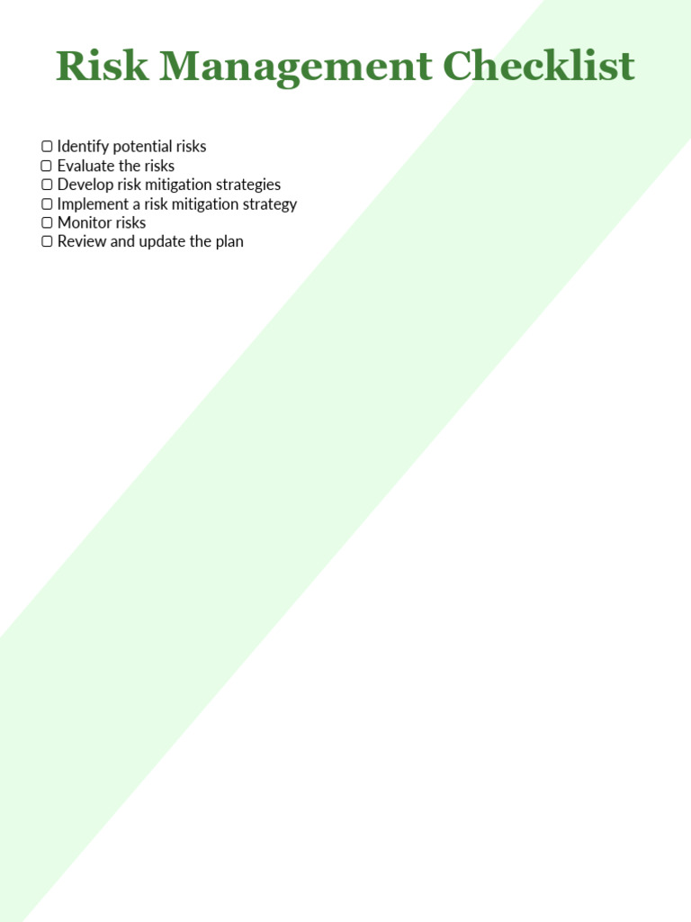 Risk Management Checklist | PDF