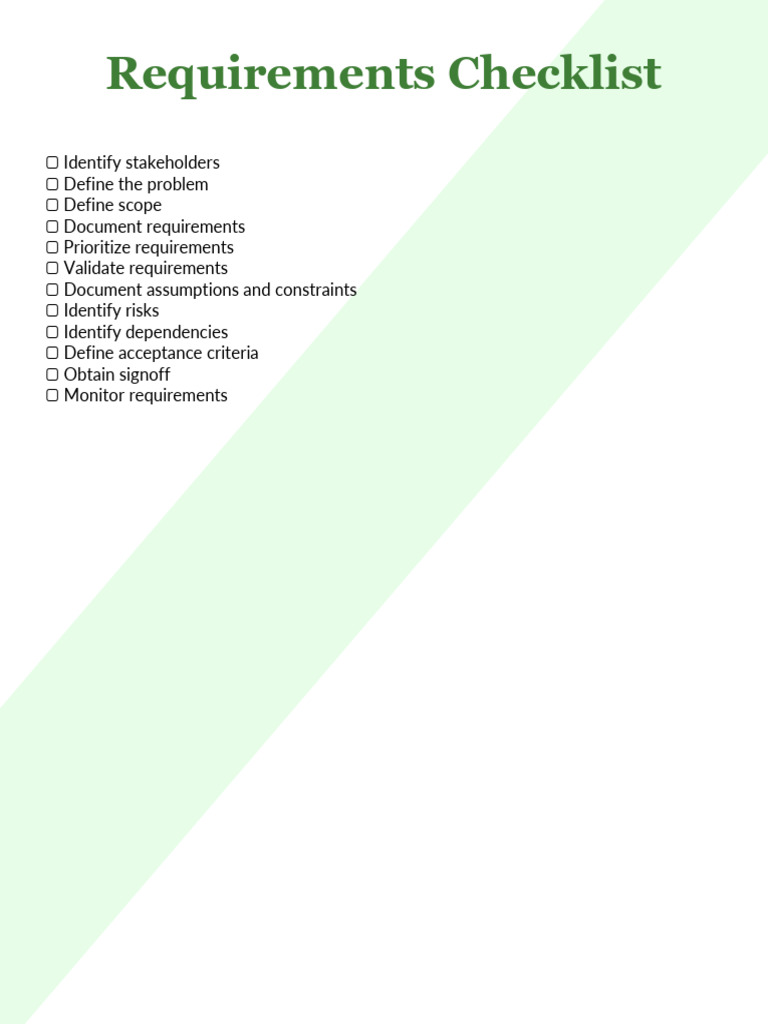 Requirements Gathering Checklist | PDF