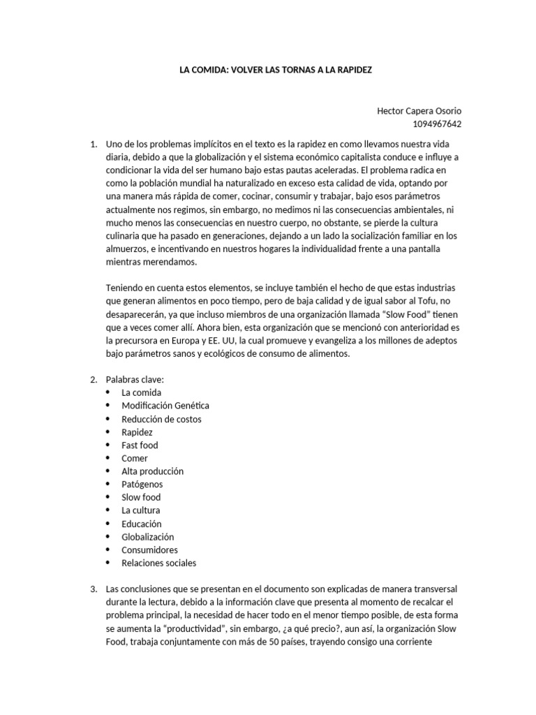 Comida Rápida vs. Slow Food | PDF | Alimentos | Economias