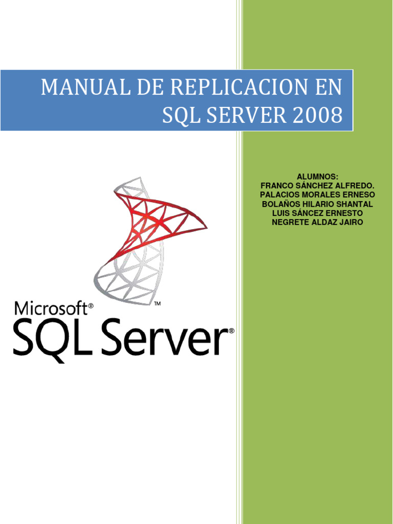 Guía de Replicación SQL Server 2008 | PDF | Servidor SQL de Microsoft | Servidor (Computación)