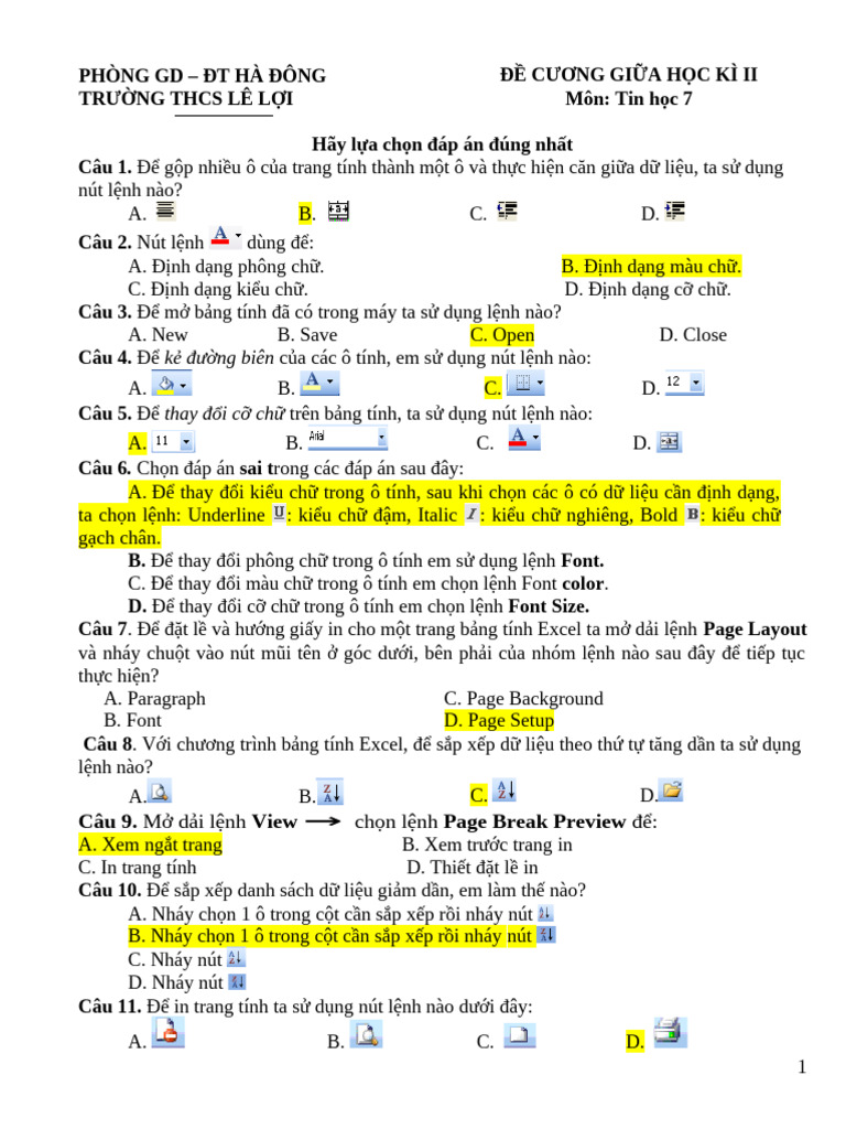 ĐỀ CƯƠNG GK2 TIN 7 (21-22) | PDF