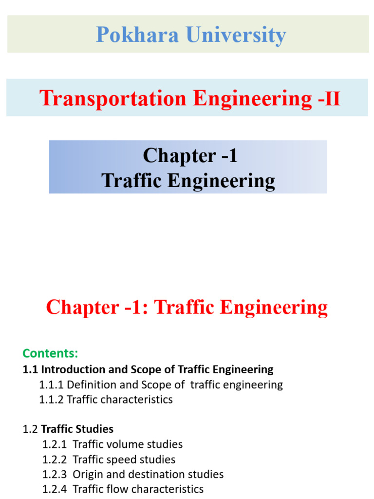 CH 1 I Traffic Engineering Autosaved | PDF | Traffic | Perception