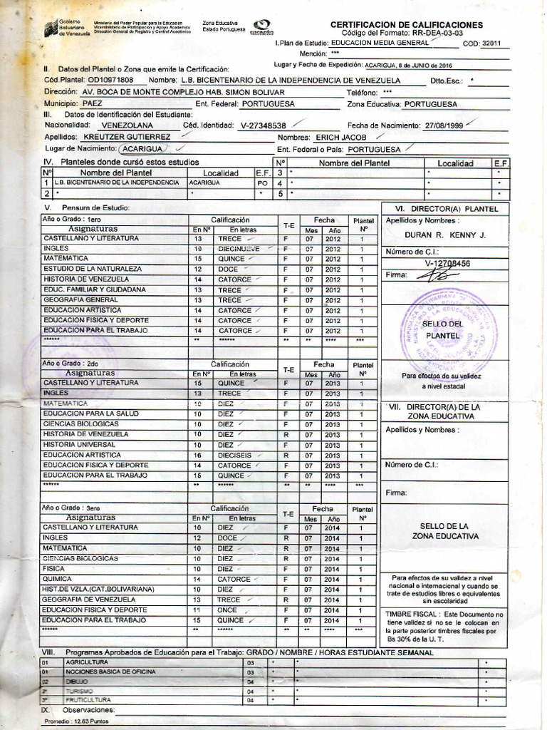 Notas Certificadas 2 Jacobo Kreutzer | PDF