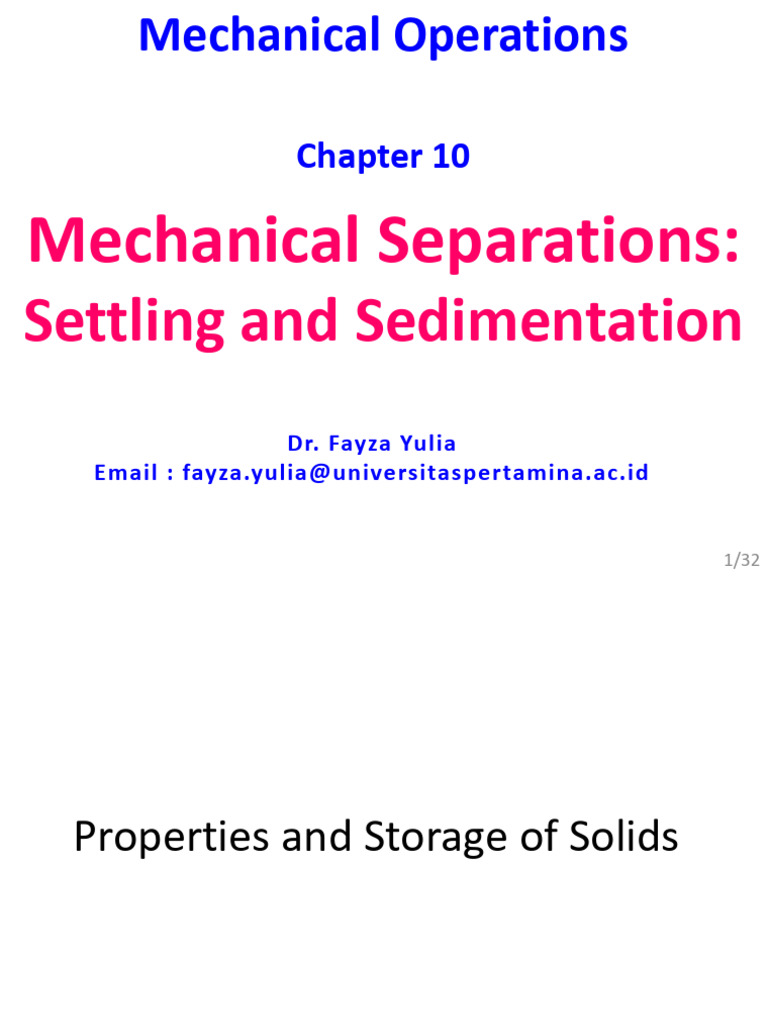 10 - Settling and Sedimentation | PDF | Chemistry | Viscosity