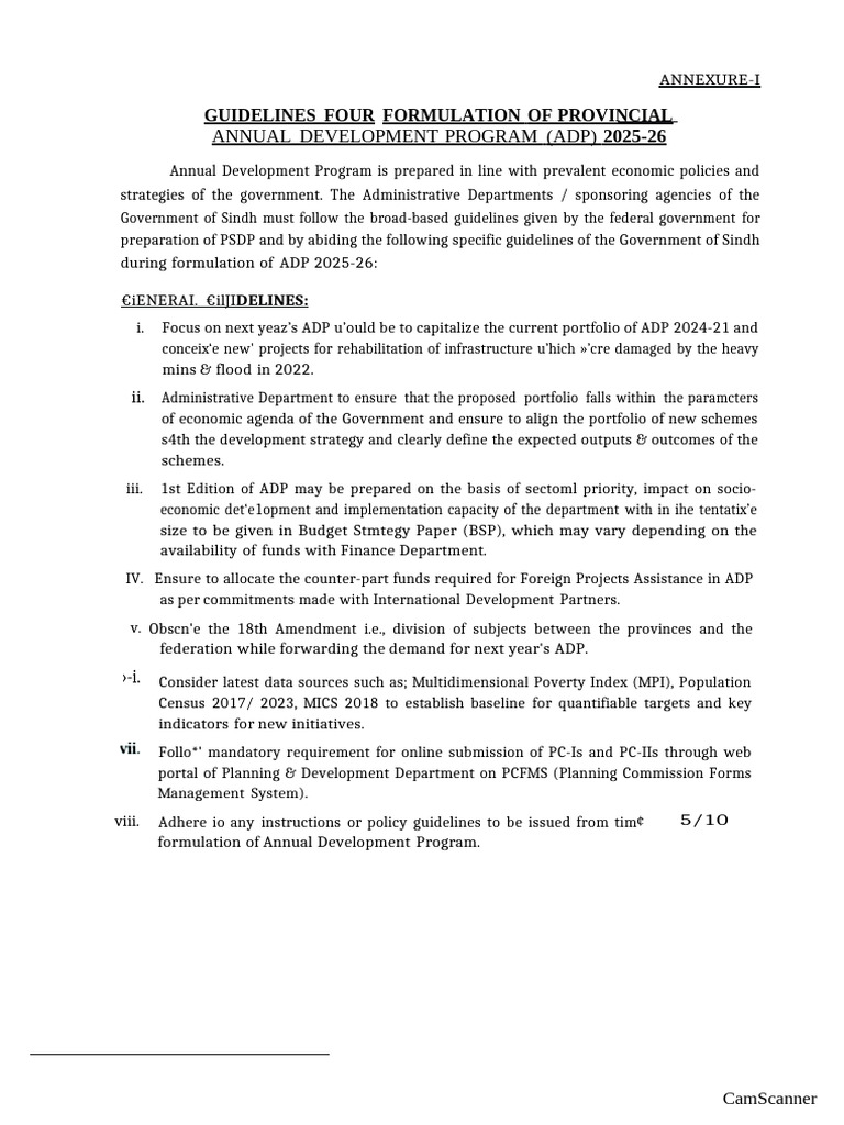 ADP 2025-26 Guidelines for Sindh | PDF | Infrastructure | Economies
