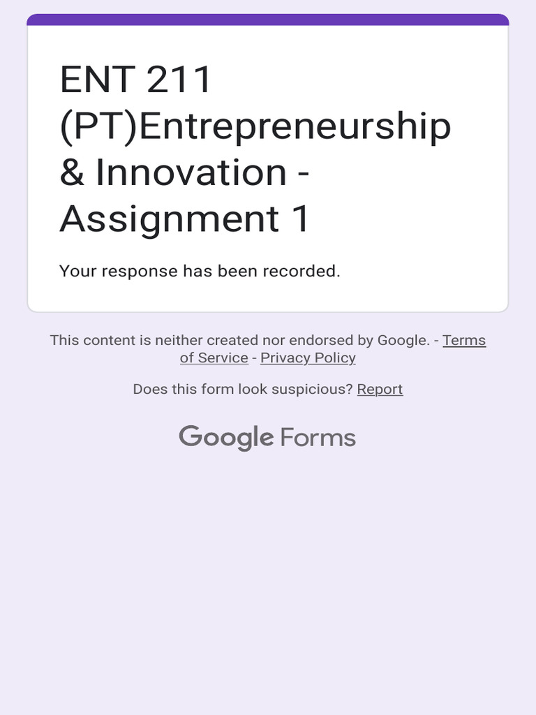 ENT 211 (PT)Entrepreneurship & Innovation - Assignment 1 | PDF