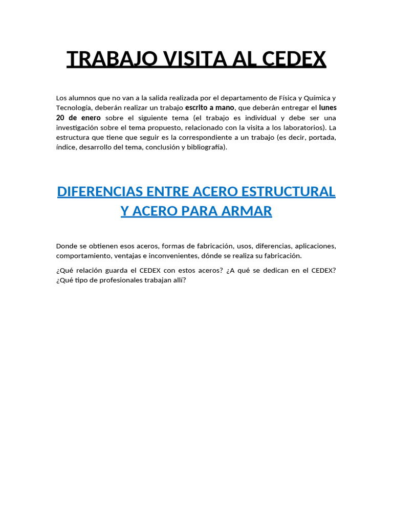 Trabajo Visita Al Cedex | PDF