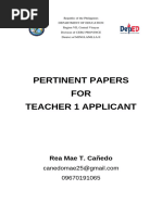 Pertinent Papers for Teacher 1 Application | PDF