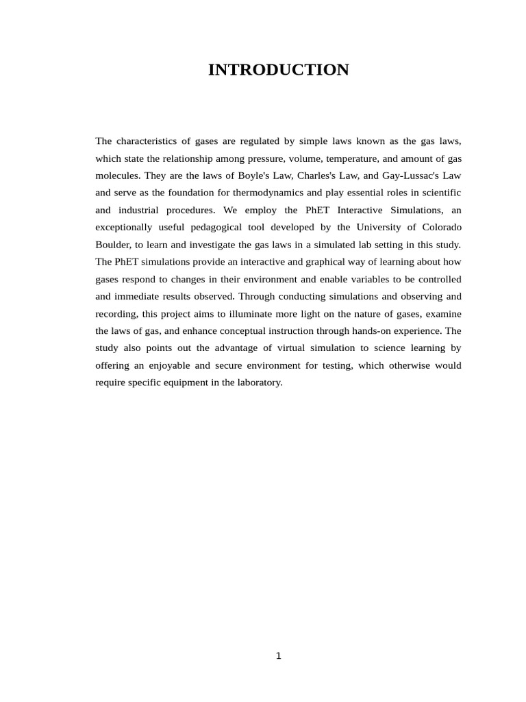 Study On Gas Laws Using Phet Simulation Pdf Gases Simulation