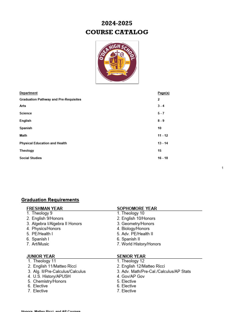 2024-2025 Course Catalog Overview | PDF | Statistics | Physics